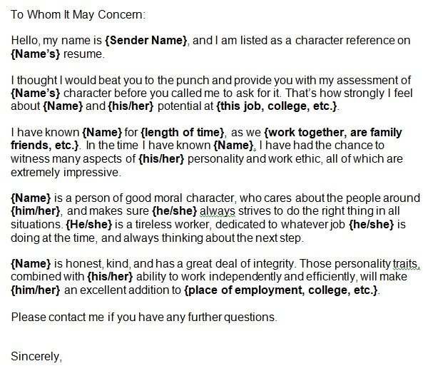 22 Free Character Reference Letters For A Friend Examples Best