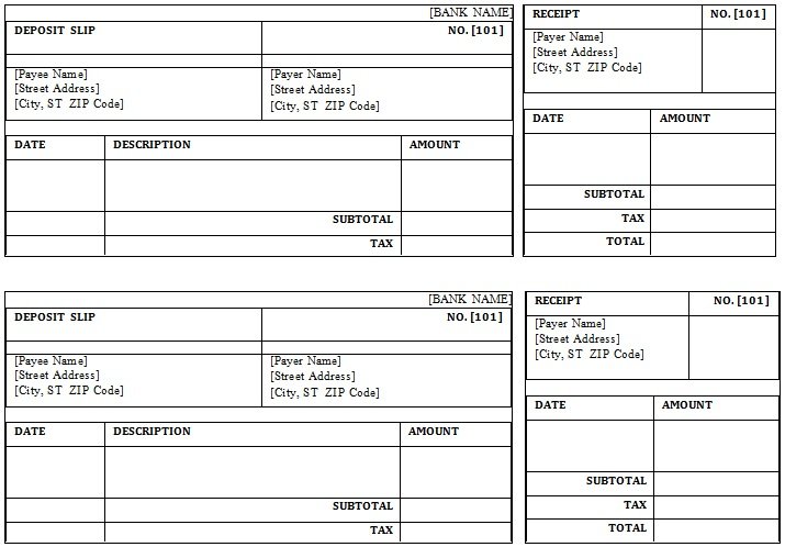 Deposit Slip Template Excel DocTemplates