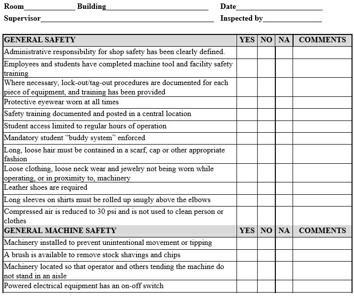 Maintenance Checklist Template 12 Download Samples Examples Free