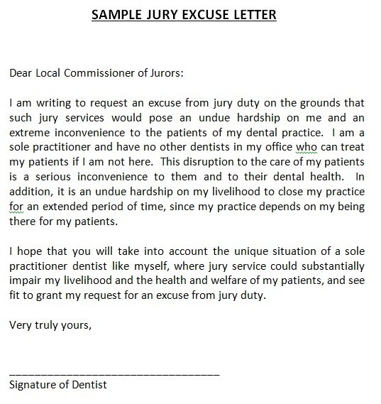 15 Free Jury Duty Excuse Letters Templates Word PDF Best 