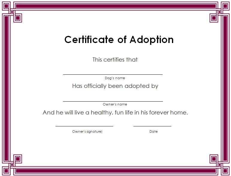 Free Printable Adoption Certificate Template