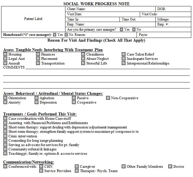 Free Printable Progress Note Templates Word PDF Best Collections
