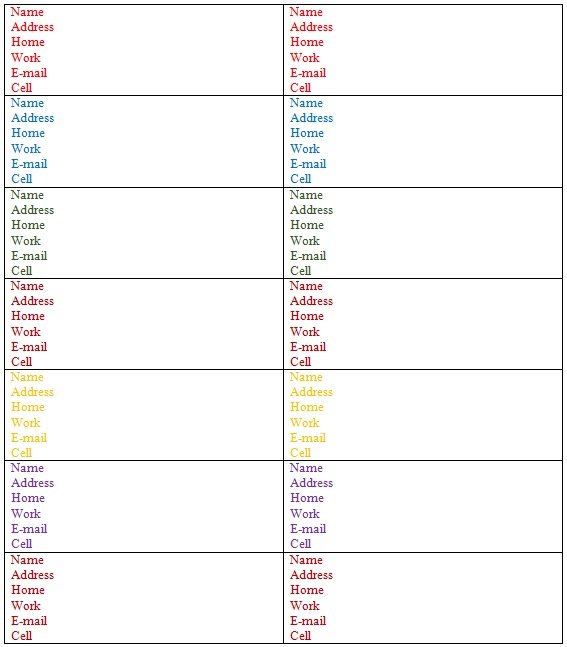 Free Printable Address Book Template Word Excel PDF Best Collections