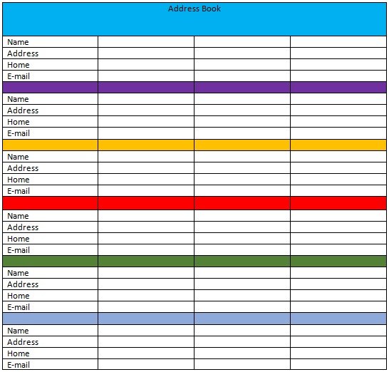 Free Printable Address Book Template Word Excel PDF Best Collections