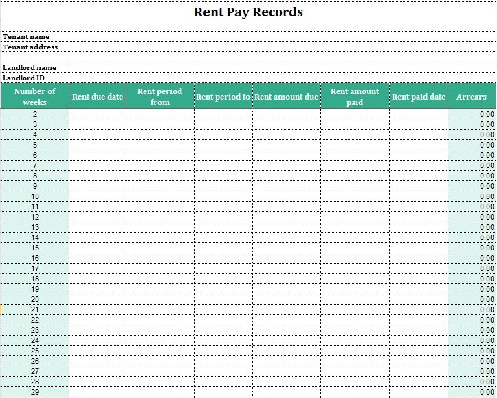 Rent Ledger Excel Template