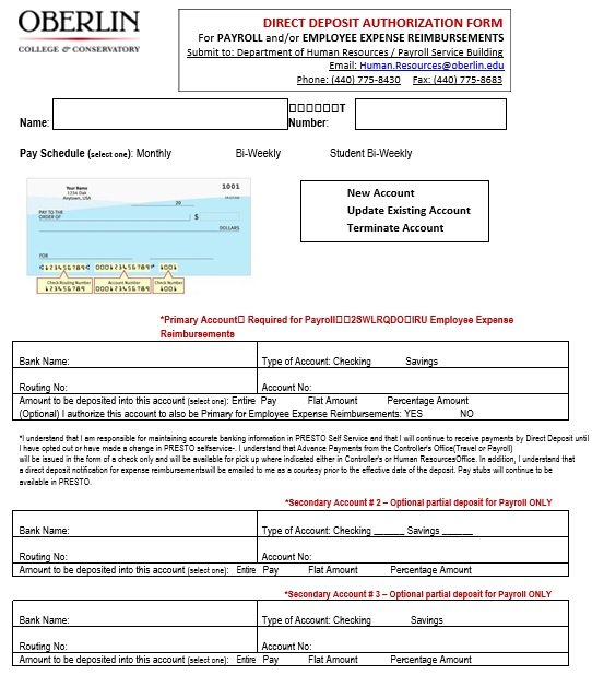 Free Printable Direct Deposit Authorization Form Word Examples Best 