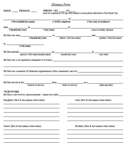 20 Free Obituary Templates Samples Word PDF Best Collections