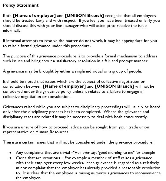 Printable Grievance Letters Templates Word PDF Best Collections