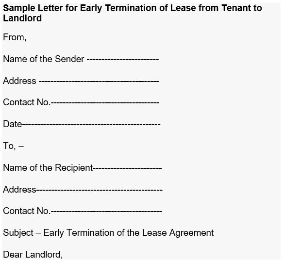 Free Early Lease Termination Letters Samples Examples Best 