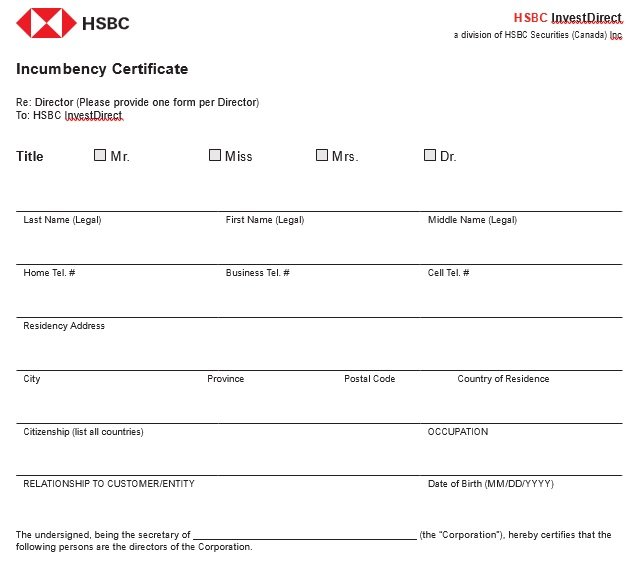Free Printable Certificate Of Incumbency Templates MS Word Best 