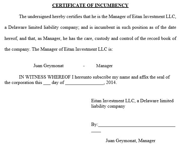 Free Printable Certificate Of Incumbency Templates MS Word Best 