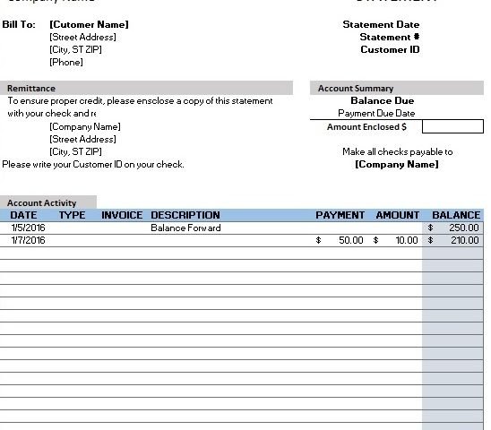 Free Billing Statement Templates for Medical, Legal & Itemized (Excel ...