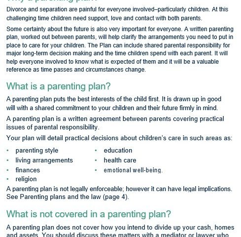 Free Printable Parenting Plan & Custody Agreement Templates (Word ...