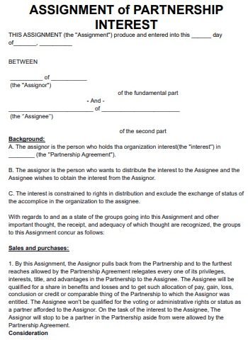 Free Assignment of Partnership Interest Forms (Word / PDF) - Best ...