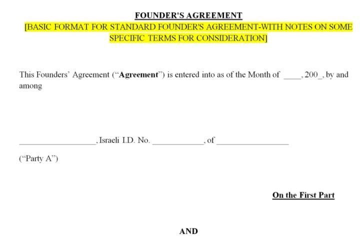 Free Founders Agreement Templates for Any Startup (Word) - Best Collections